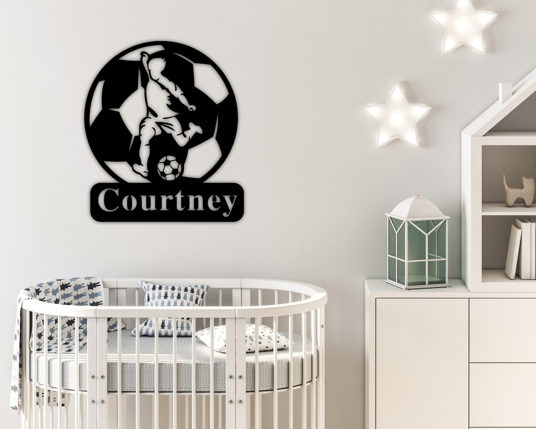 Soccer Metal Wall Art, Metal Sports Decor, Soccer Sign, Soccer Name ...