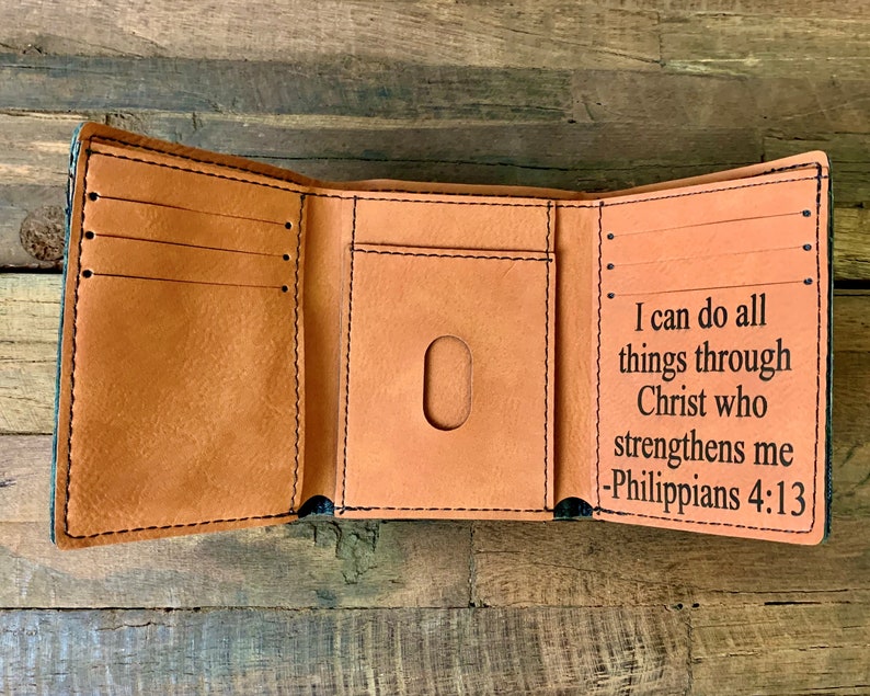 Rustic Tri Fold Mens Leather Wallet Monogrammed With Custom - Etsy