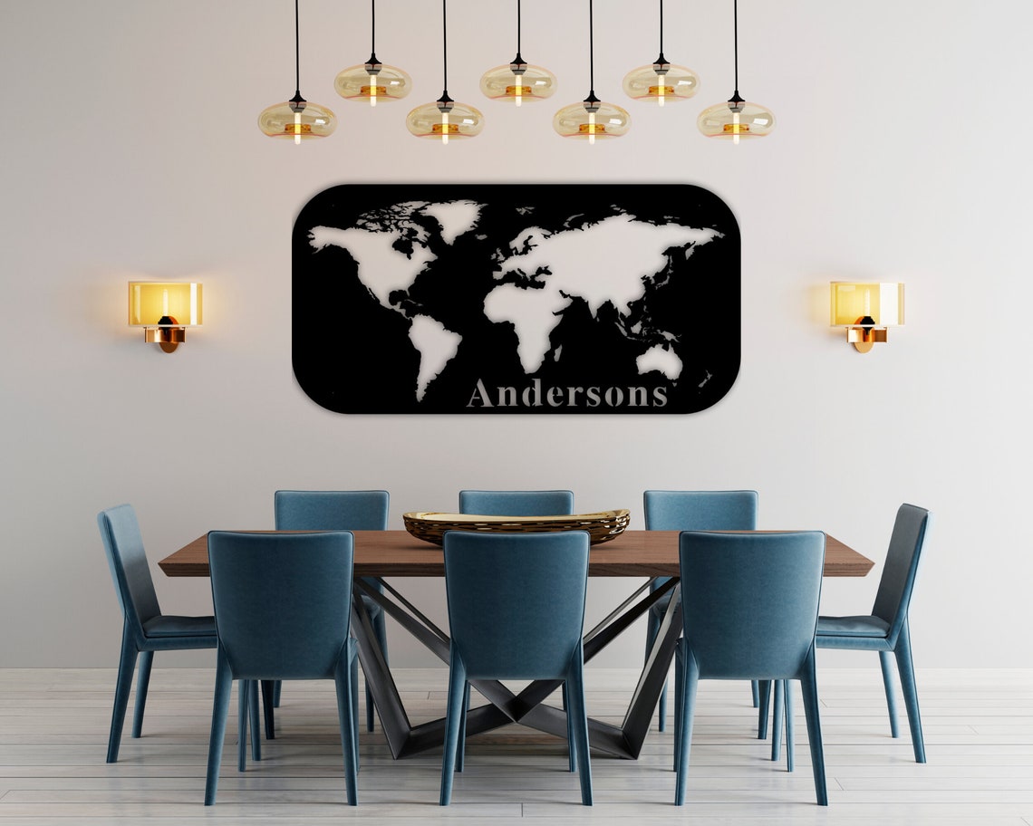 Metal World Map Wall Art Metal Wall Decor Metal Wall Art - Etsy