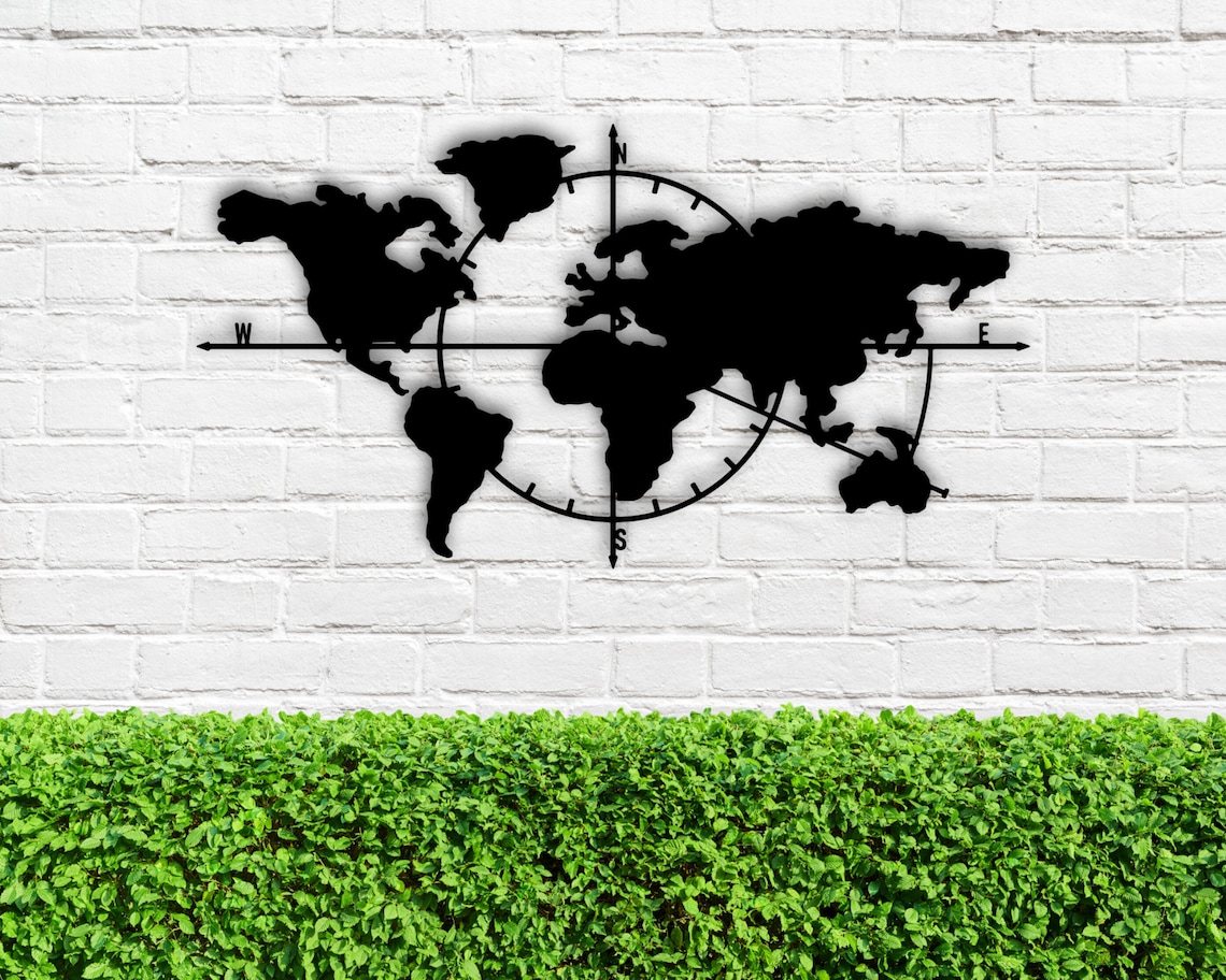 Metal World Map World Map Metal Wall Decor Metal Wall Art | Etsy