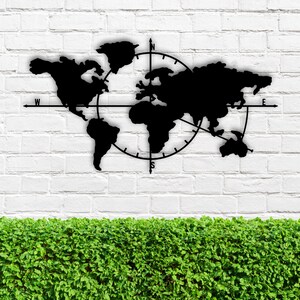 Metal World Map, World Map, Metal Wall Decor, Metal Wall Art, Steel ...
