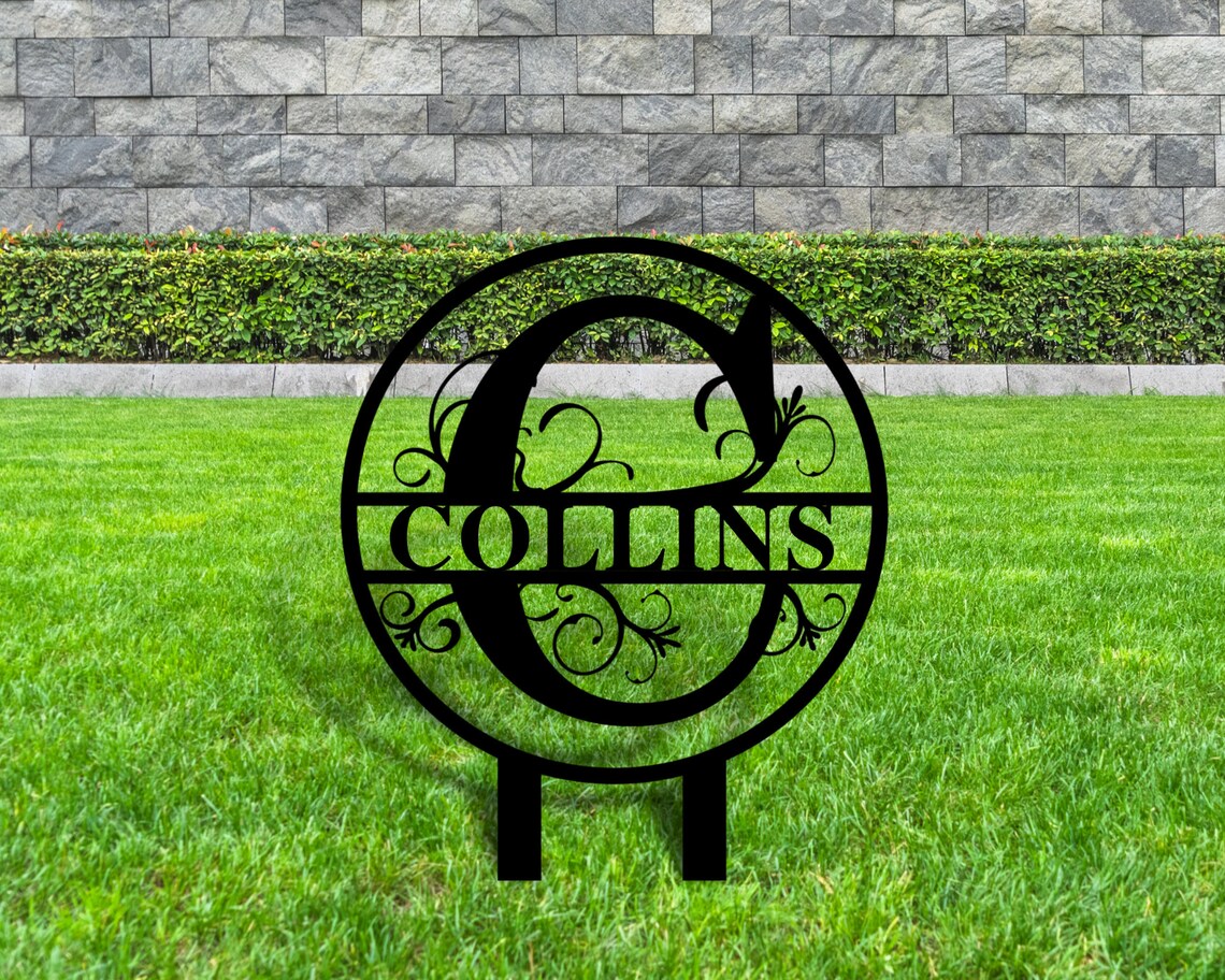 Personalized Family Name Metal Yard Sign Metal Monogram Sign | Etsy