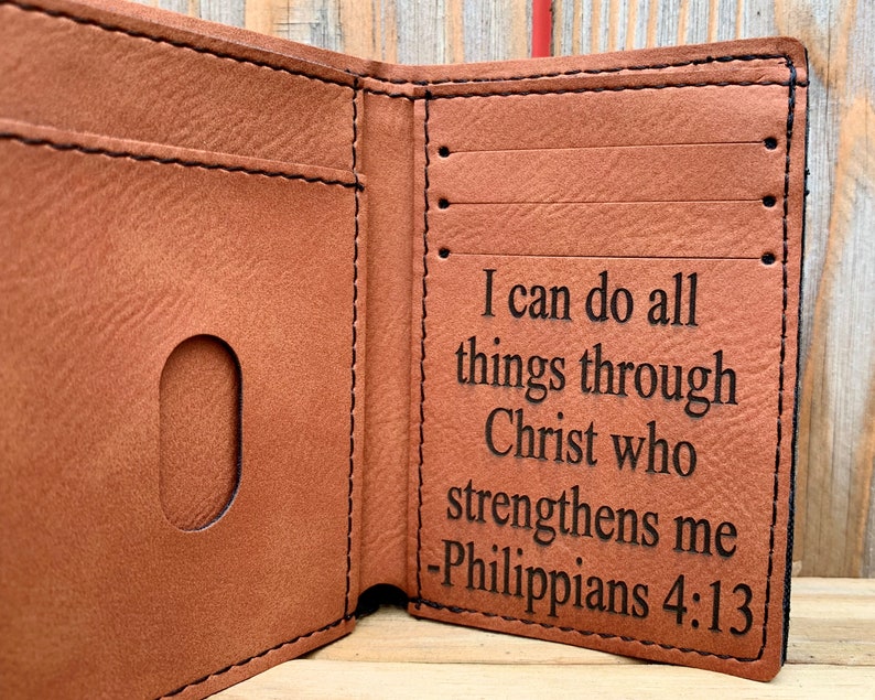 Rustic Tri Fold Mens Leather Wallet Monogrammed With Custom - Etsy