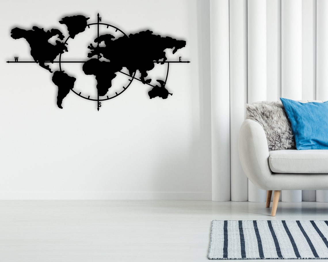 Metal World Map Wall Art Metal Wall Decor Metal Wall Art - Etsy