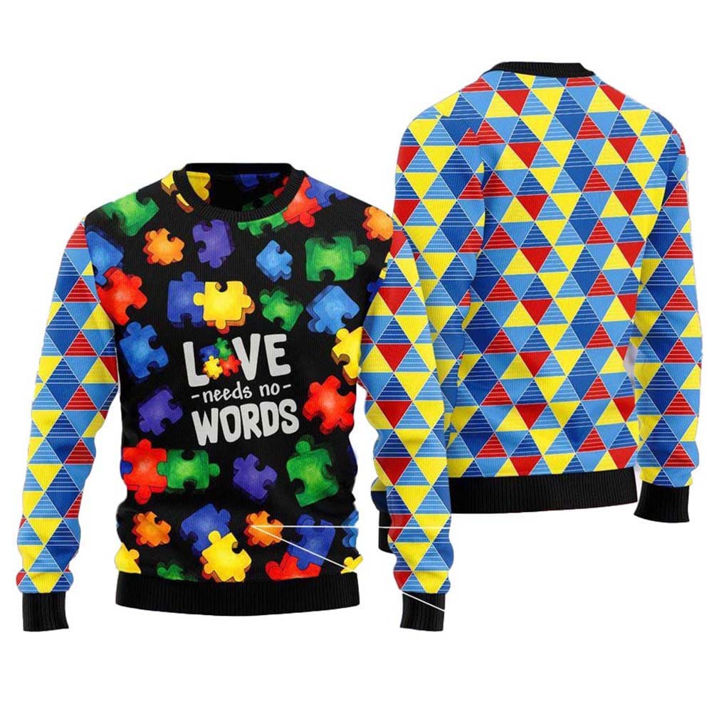 Autism Love Ugly Sweatshirt Christmas 3D Sweater sold by BoMorgan | SKU ...