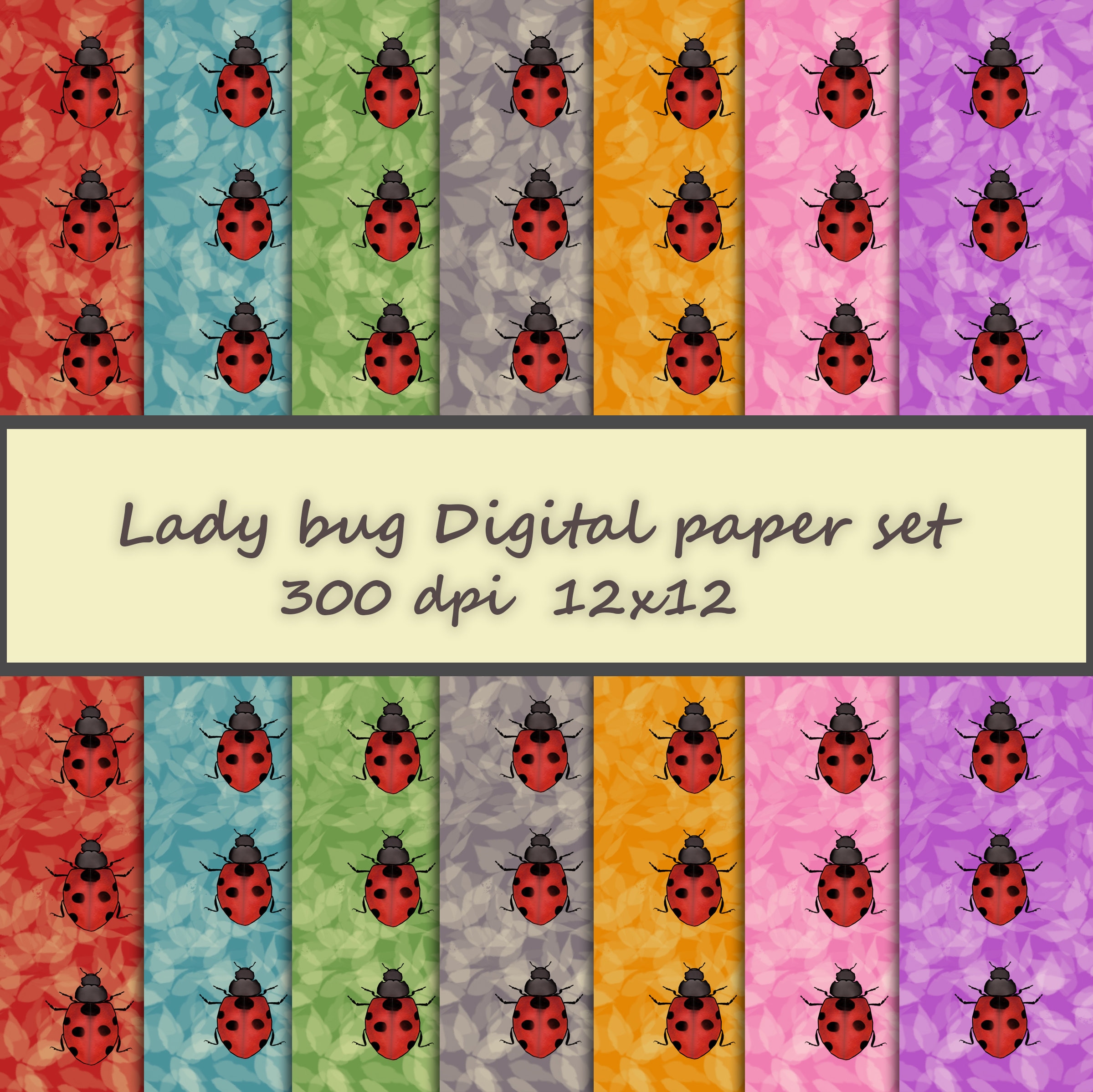 Digital Download lady Bug Digital Paper Set7 Files in - Etsy