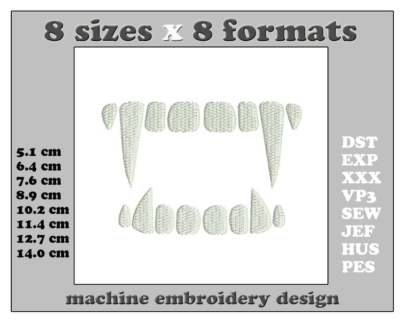 Fangs Embroidery Design Vampire Fangs Machine Embroidery - Etsy