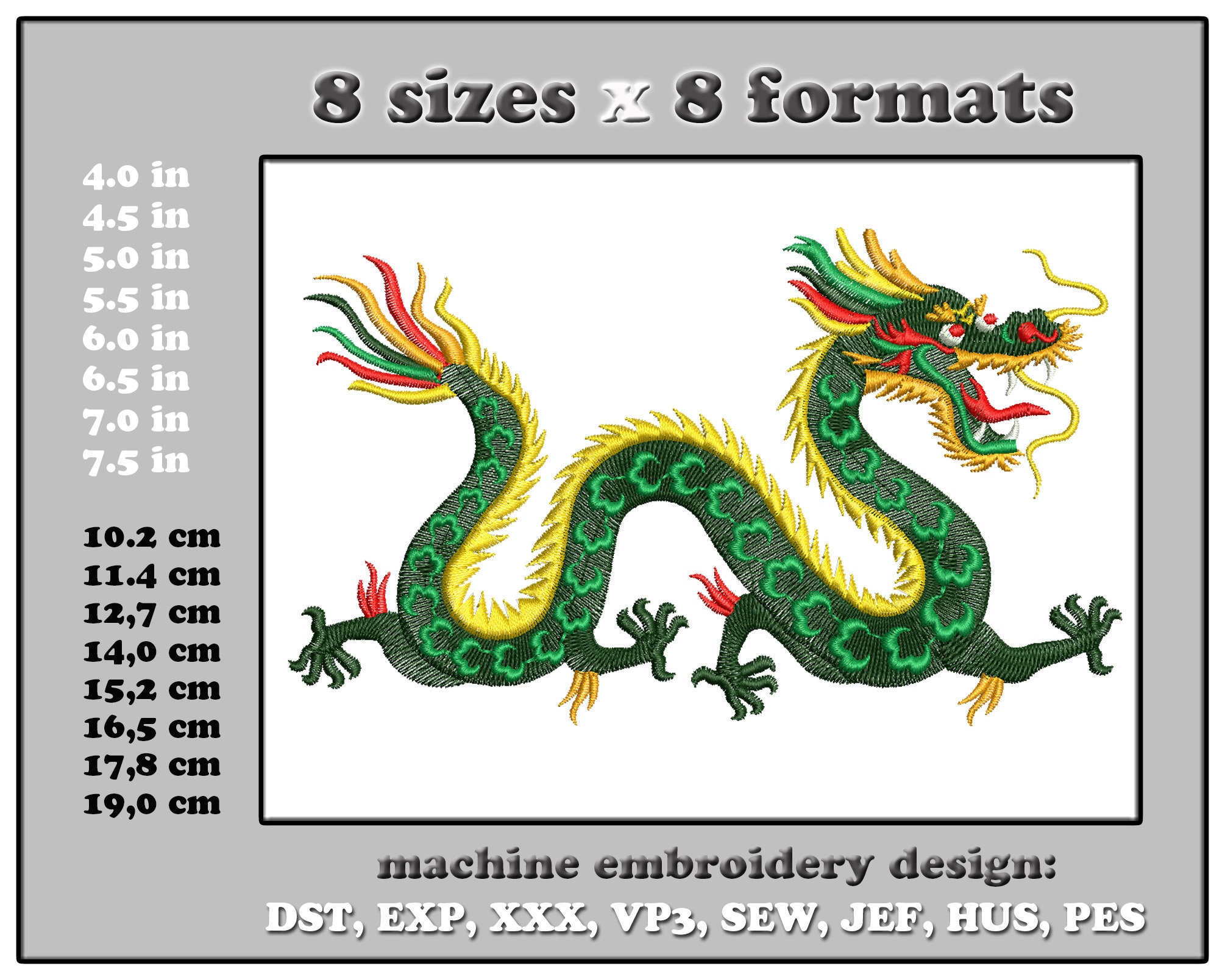 Dragon Chinese Embroidery Design Color Dragon Machine - Etsy Australia