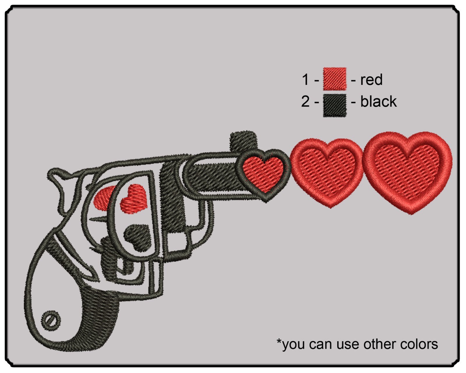 Gun Embroidery Design, Love Gun Machine Embroidery Designs, Gun With ...