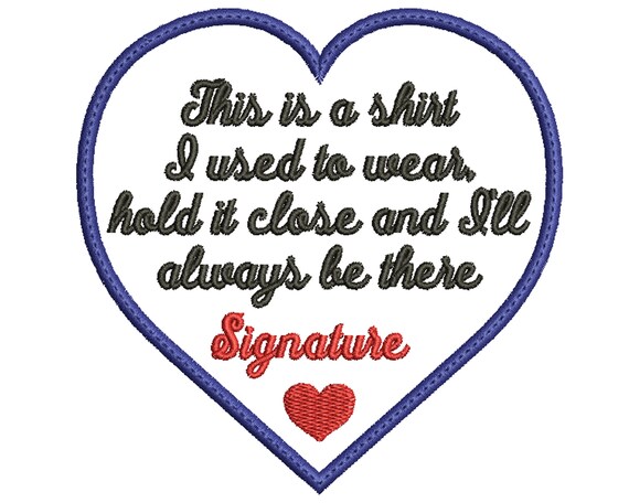 Custom Text Heart Memorial Embroidery Design Heart Machine - Etsy