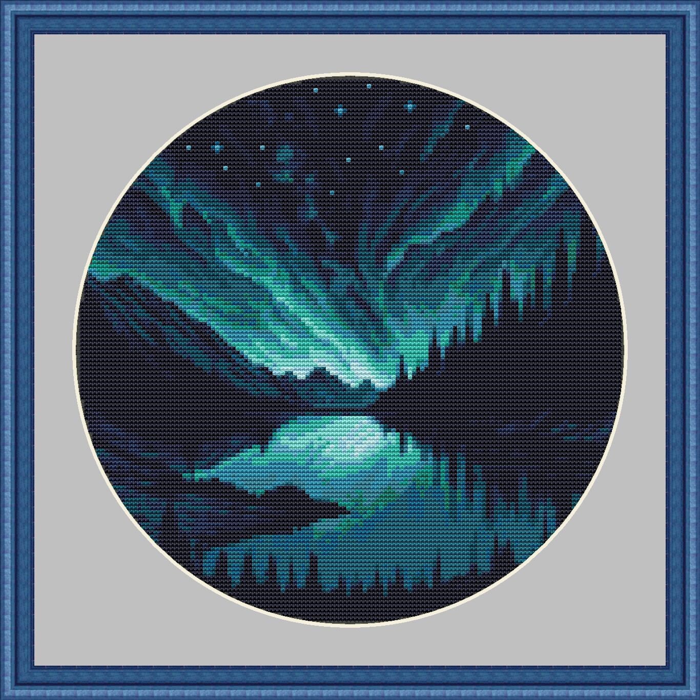 Northern Lights Cross Stitch Pattern: Aurora Landscape (PDF Pattern) - Etsy