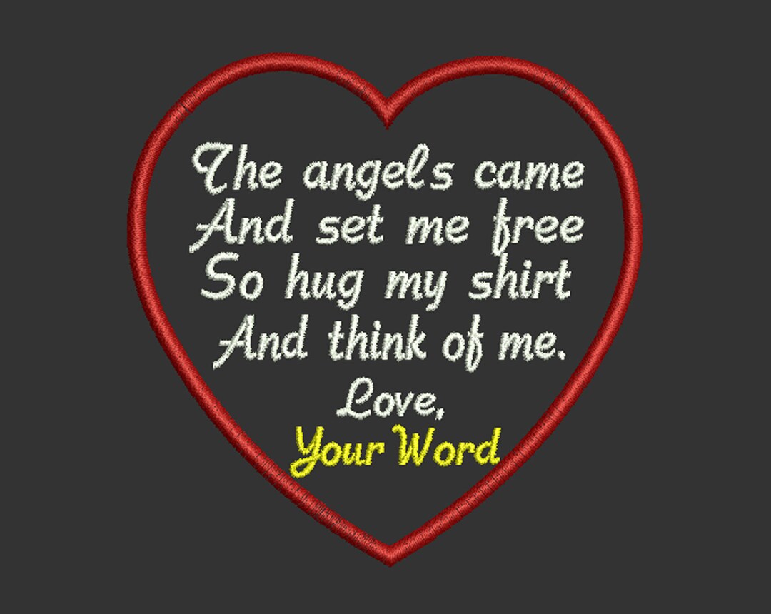 Custom Heart Memorial Embroidery Design, Memory Heart Machine ...