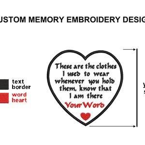 Custom Heart Memorial Embroidery Design, Heart Machine Embroidery ...