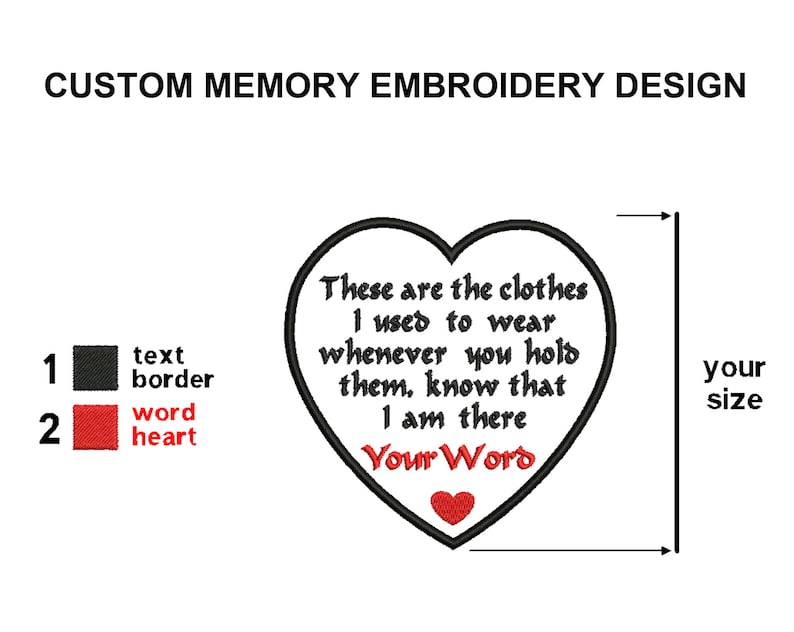 Custom Heart Memorial Embroidery Design Heart Machine | Etsy