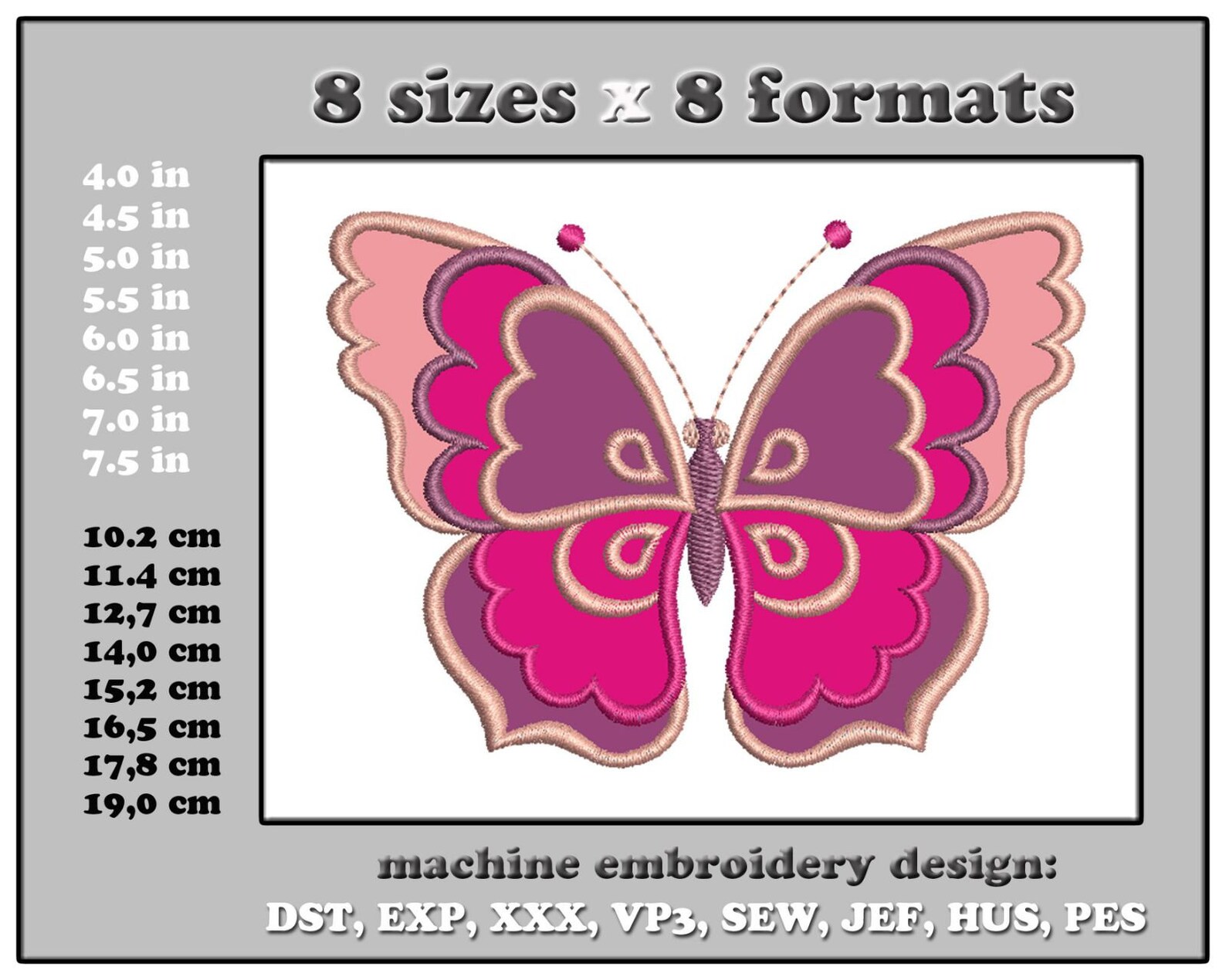 Butterfly Applique Machine Embroidery Design: 8 Sizes (digital File) - Etsy