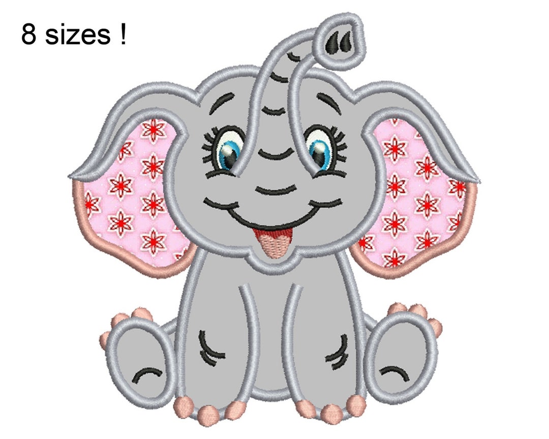 Baby Elephant Applique Machine Embroidery Design (digital File) - Etsy
