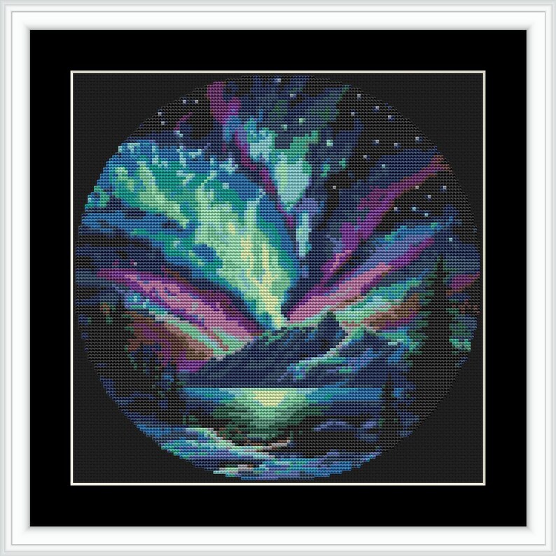 Northern Lights Cross Stitch Pattern: Aurora Borealis Embroidery (PDF ...