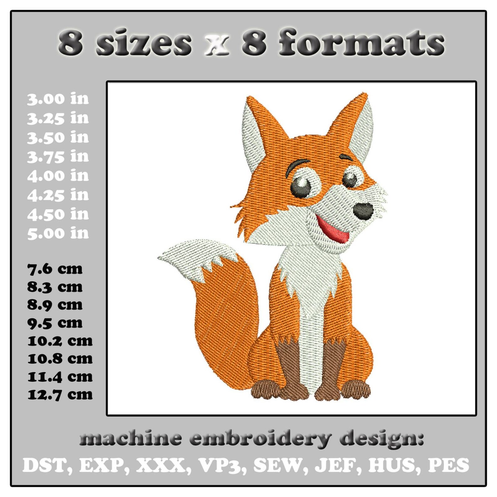 Fox Embroidery Design Smart Fox Machine Embroidery Designs - Etsy