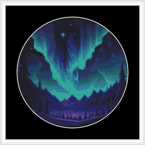 Northern Lights Cross Stitch Pattern: Aurora Borealis Embroidery (PDF ...