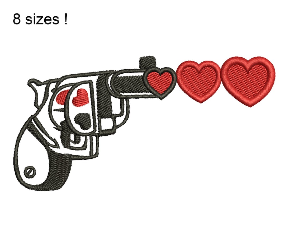 Gun Embroidery Design, Love Gun Machine Embroidery Designs, Gun With ...