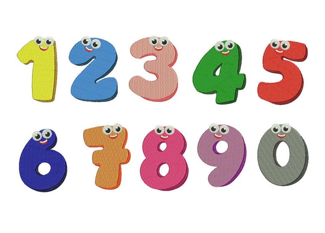 Funny Numbers Set Machine Embroidery Designs, Kids Numbers With Eyes ...