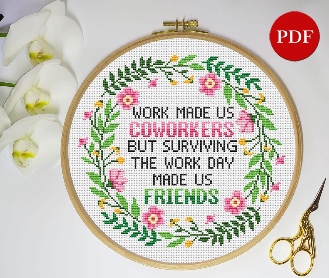 Funny Coworker Floral Wreath Cross Stitch Pattern (PDF Pattern) - Etsy