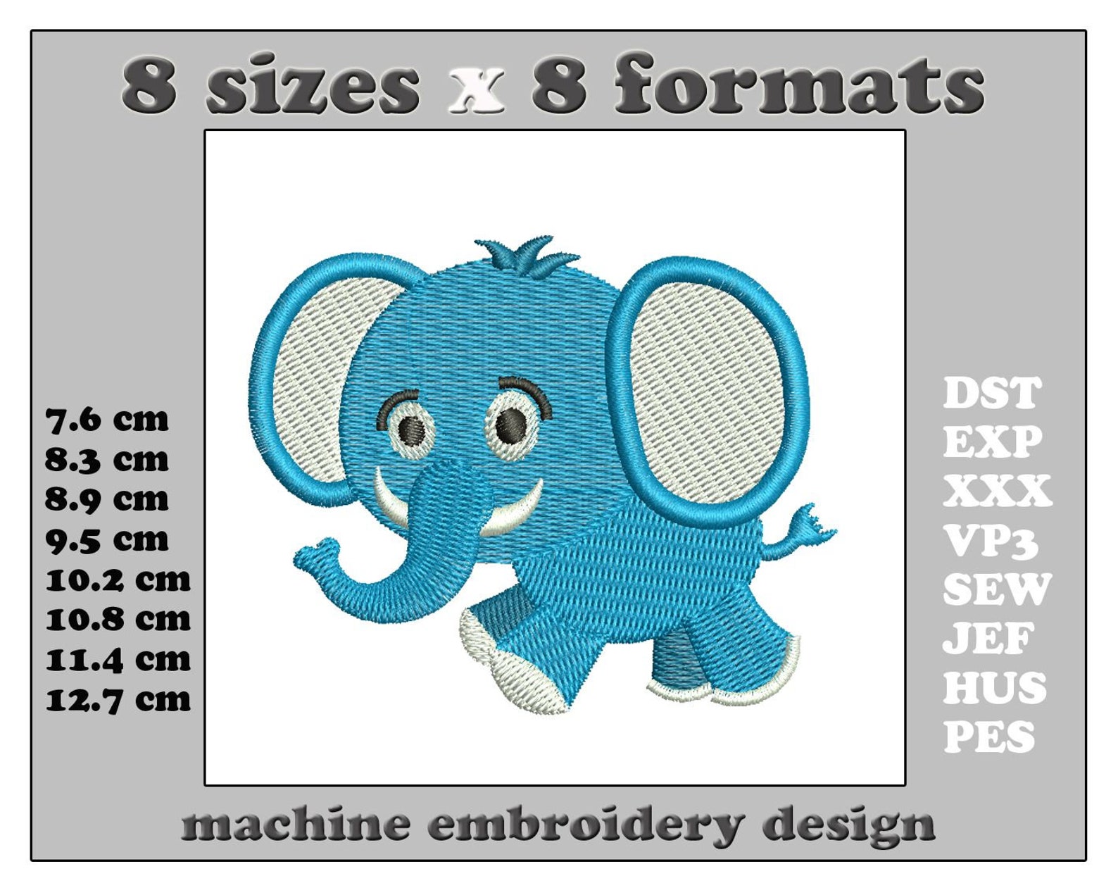 Elephant Embroidery Design Baby Elephant Machine Embroidery | Etsy