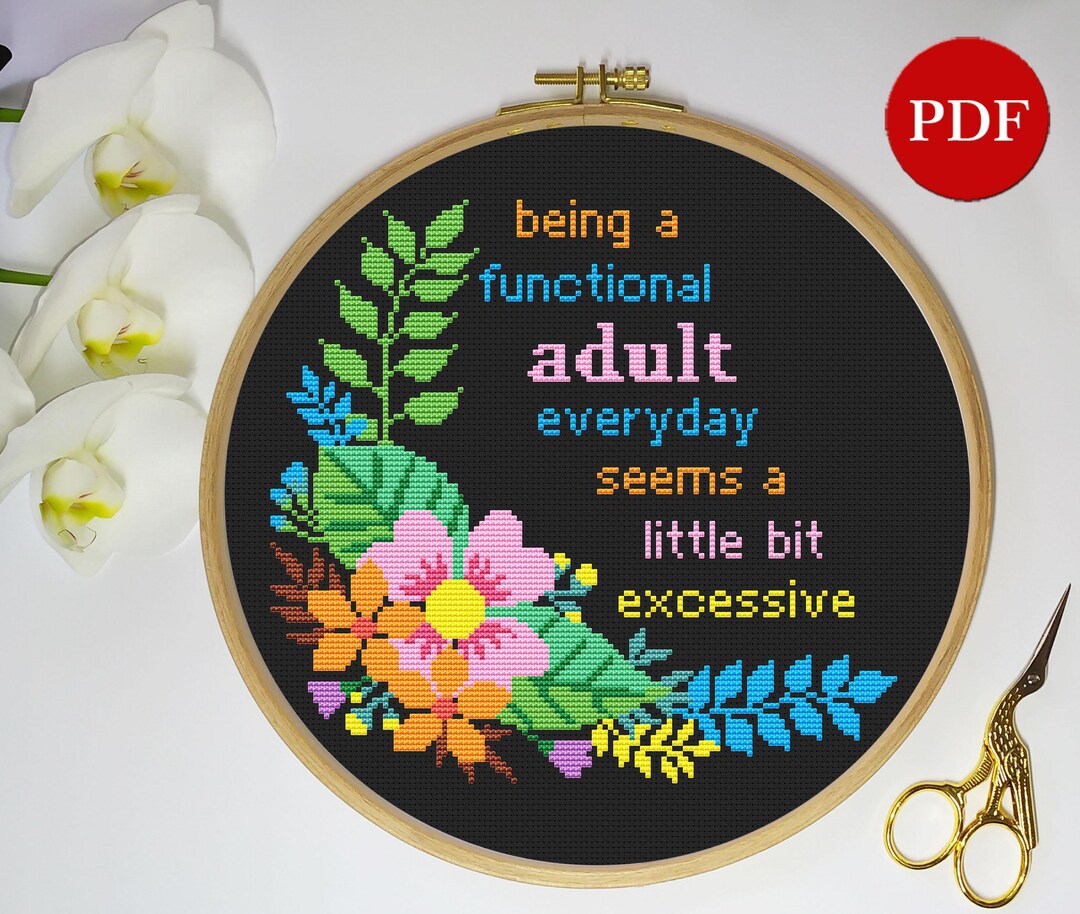 Funny Sassy Cross Stitch Pattern: Functional Adult (PDF Pattern) - Etsy