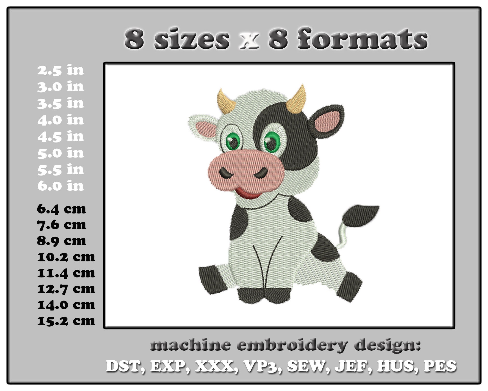 Baby Cow Embroidery Design Nice Cow Machine Embroidery - Etsy