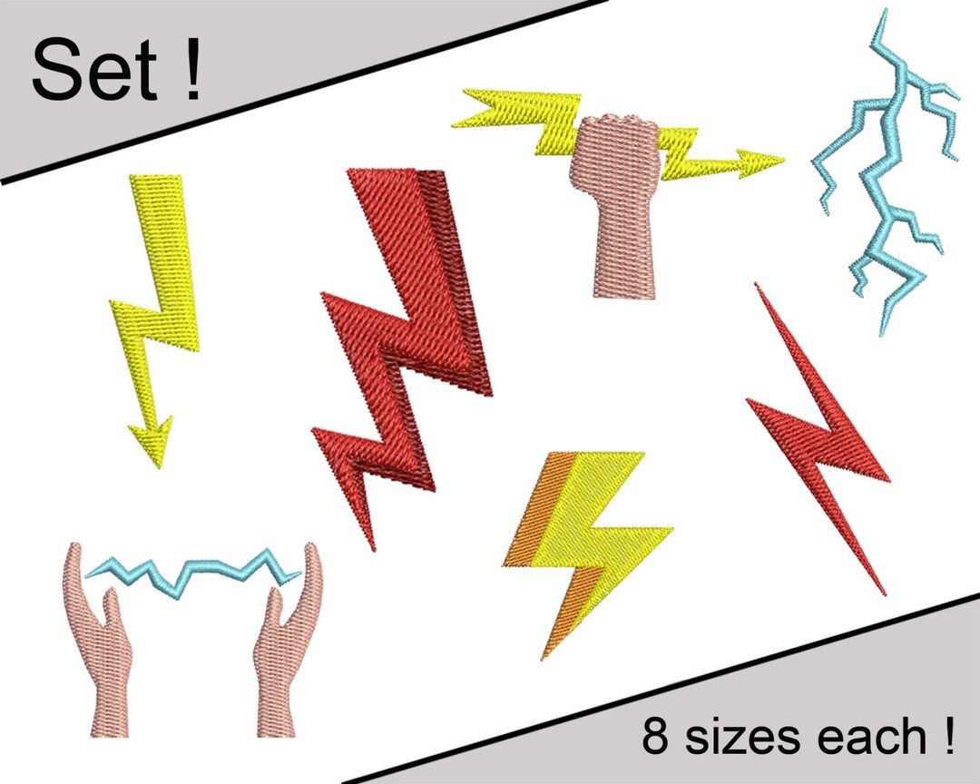 7 Designs in 1 Set Lightning Embroidery Designs, Lightning Machine ...