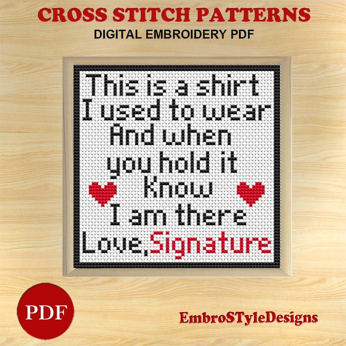 Memorial Shirt Cross Stitch Pattern: Memory Embroidery (PDF Pattern) - Etsy