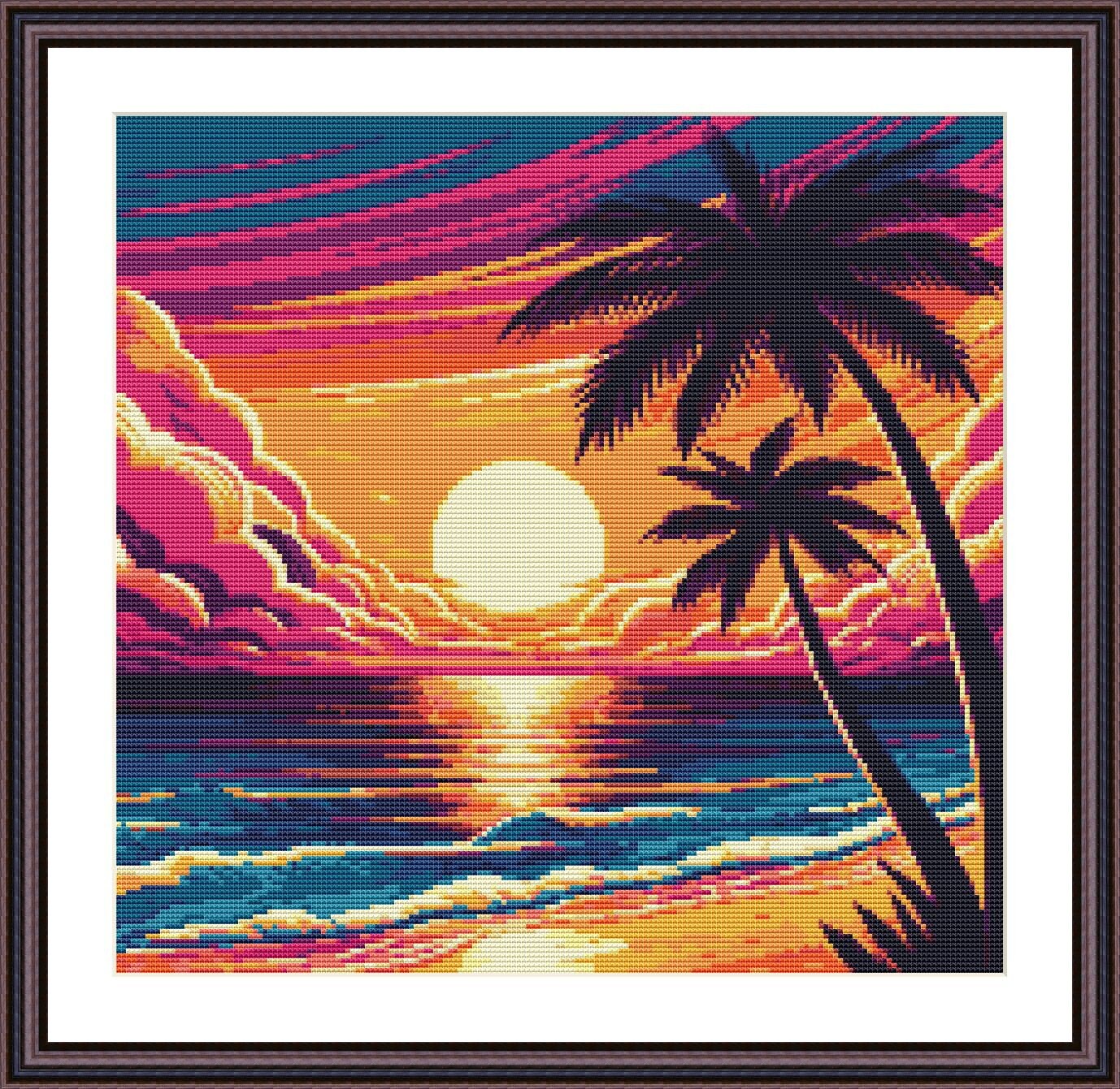 Tropical Sunset Cross Stitch Patterns: Nature Set, Hoop Art (PDF ...