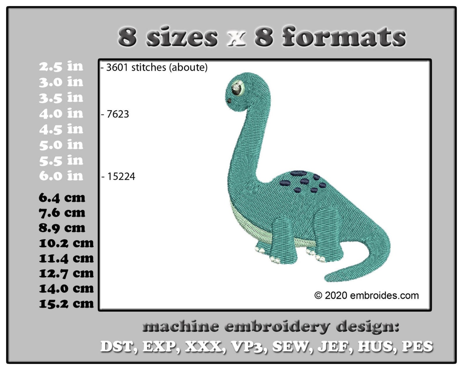Dinosaur Brontosaurus Embroidery Design Dino Machine - Etsy