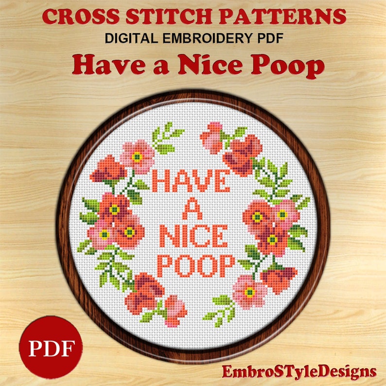 Have a Nice Poop Embroidery Cross Stitch Pattern Nice Poop - Etsy