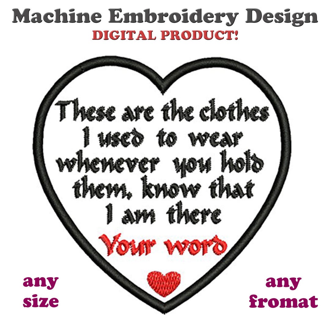 Custom Heart Memorial Embroidery Design (digital File) - Etsy