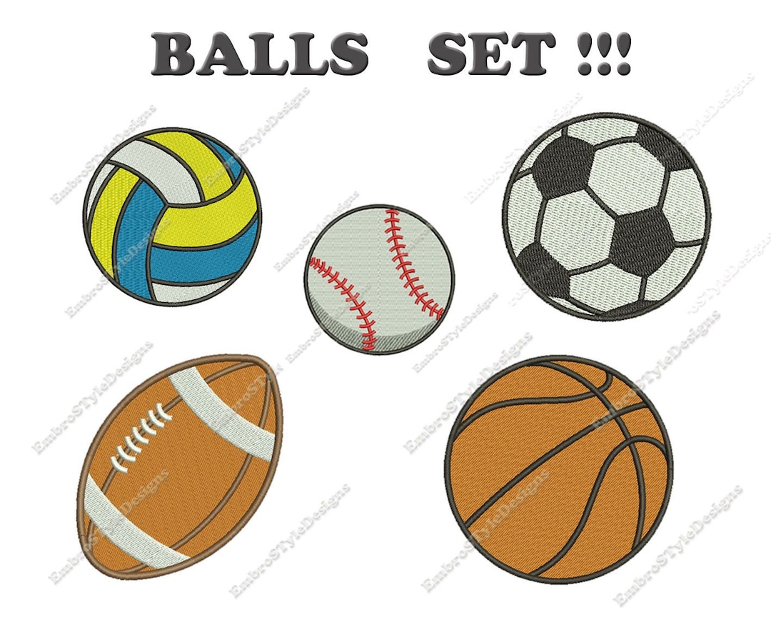 Sport Balls Machine Embroidery Designs: Baseball, Basketball, Football ...