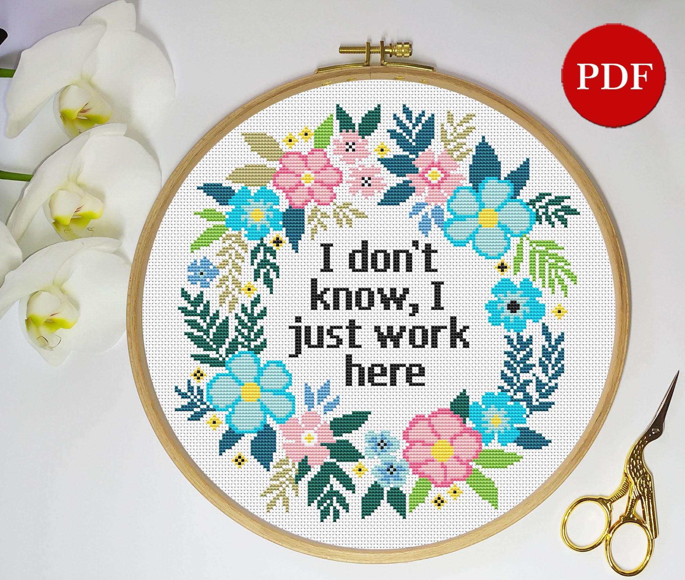 Set of 6 Funny Office Cross Stitch Patterns, Coworker Bundle Gift (PDF ...