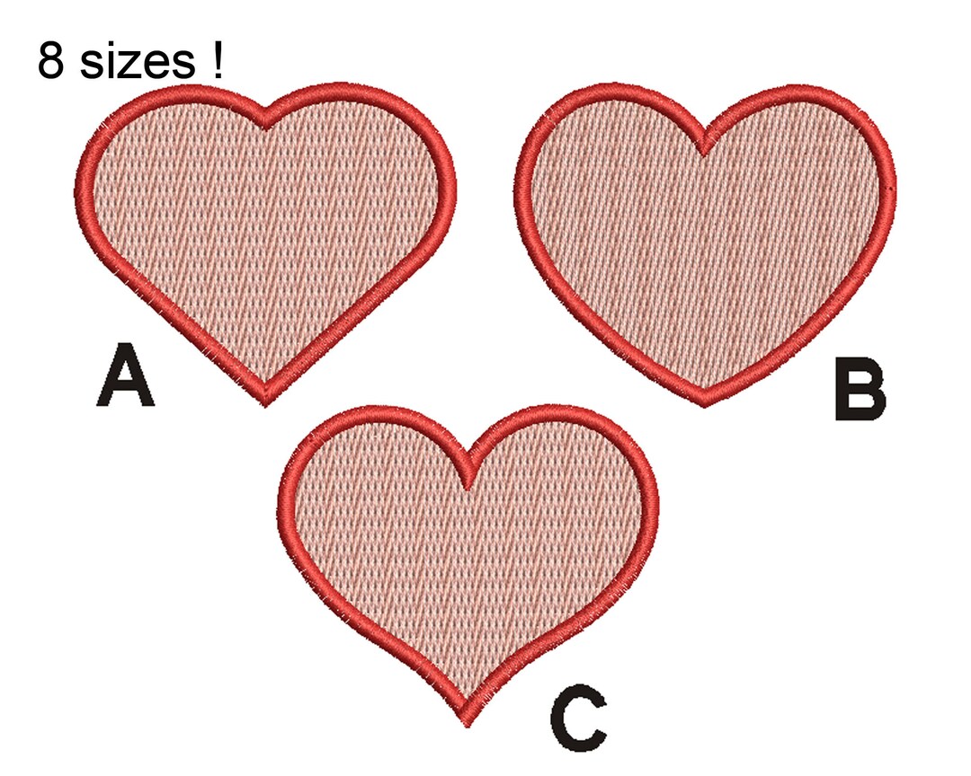 Set of Hearts Embroidery Designs 3 Hearts Designs in 1 Set - Etsy