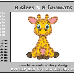 Baby Giraffe Applique Machine Embroidery Design, Boy Girl Cute Giraffe ...