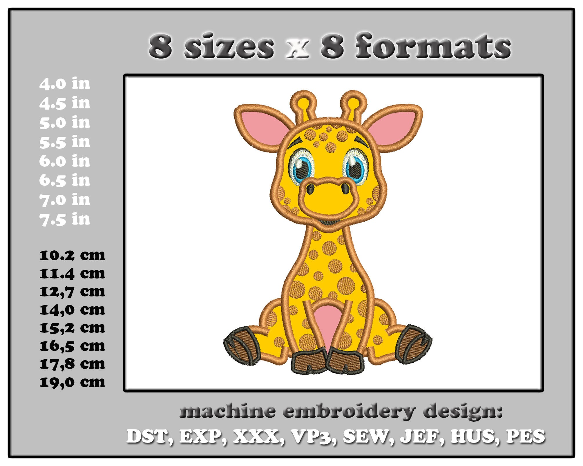 Baby Giraffe Applique Machine Embroidery Design Boy Girl Cute - Etsy