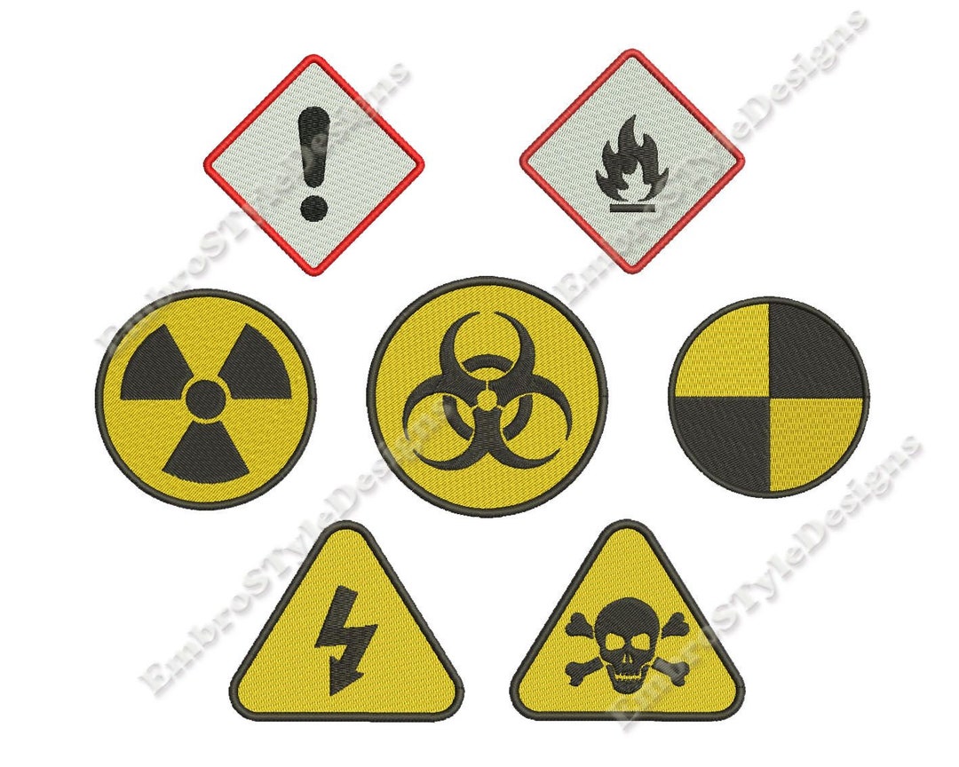 Warning Signs Machine Embroidery Designs: Biohazard, Radioactivity ...