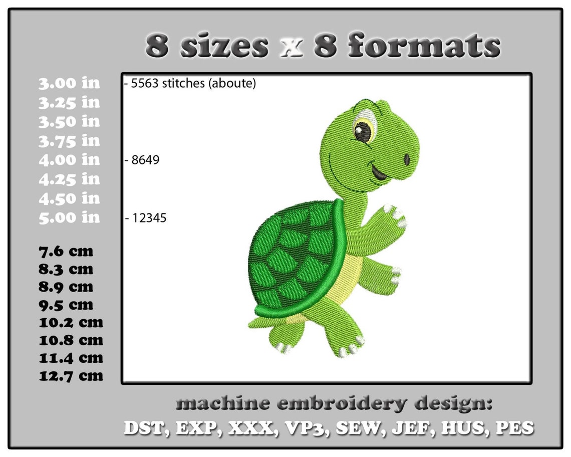 Turtle Embroidery Design, Baby Turtle Machine Embroidery Designs, Cute ...