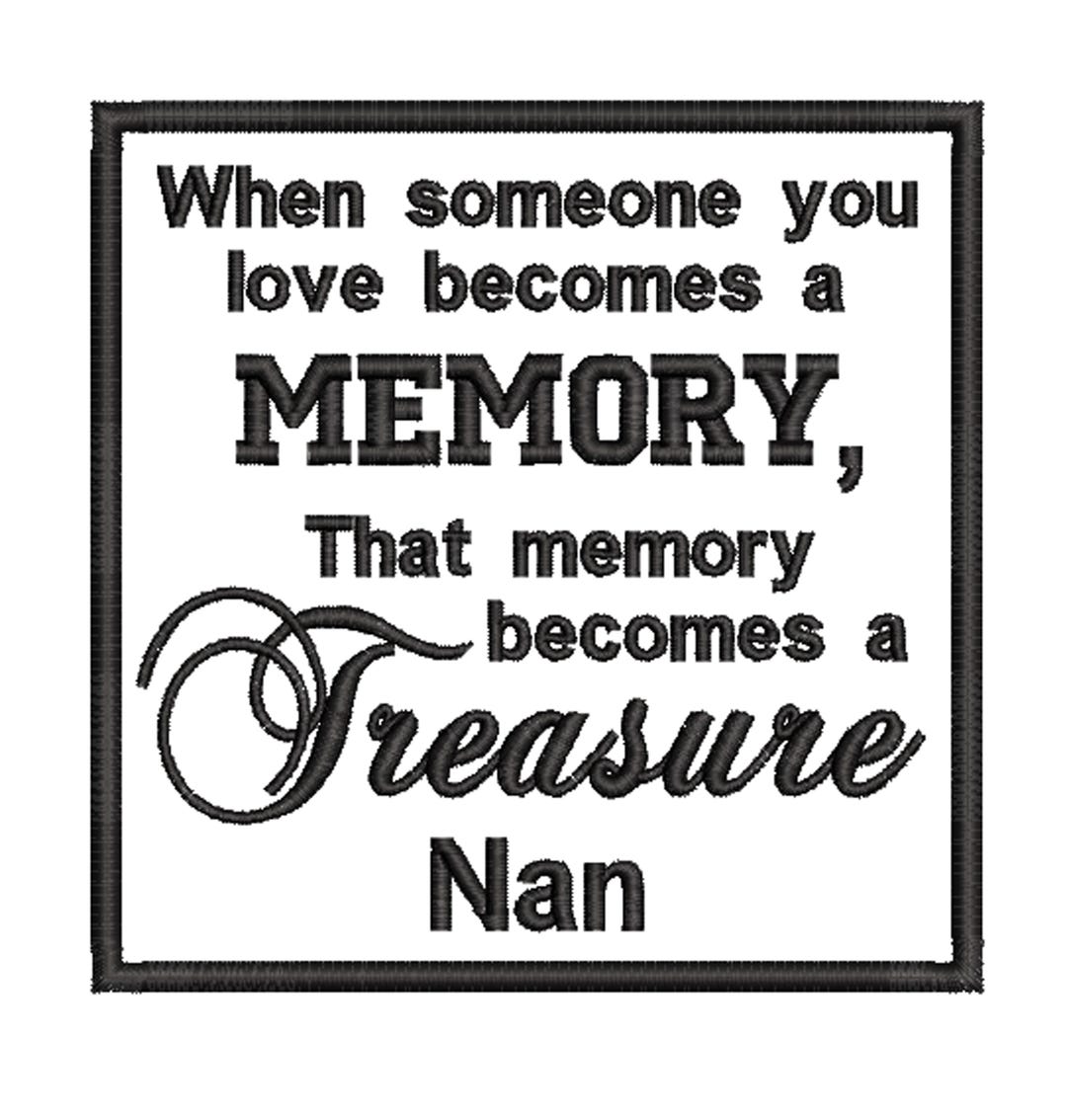 Custom Memorial Embroidery Design, Treasure, Custom Memory Embroidery ...