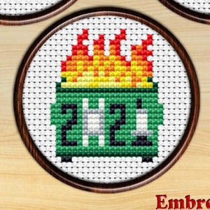 3 Pcs Dumpster Fire Embroidery Cross Stitch Pattern 2020 and | Etsy