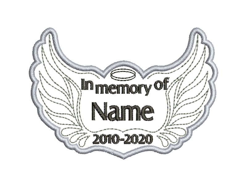Custom Wings Memorial Embroidery Design (digital File) - Etsy
