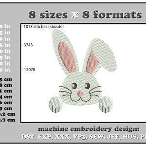 Rabbit Embroidery Design, Cute Bunny Machine Embroidery Designs, White ...