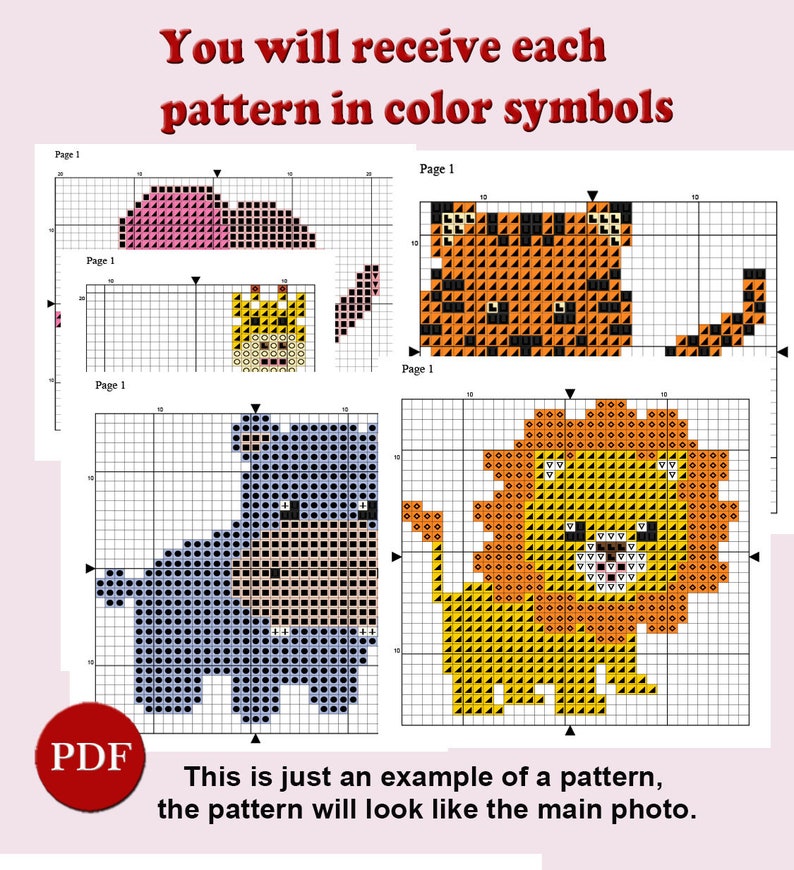Animals Cross Stitch Pattern: Set of 6 (PDF Digital Download) - Etsy