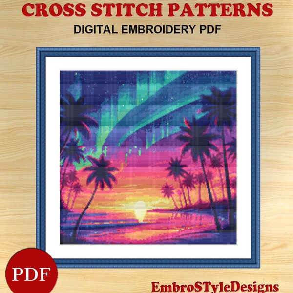 Cross Stitch Sunset - Etsy
