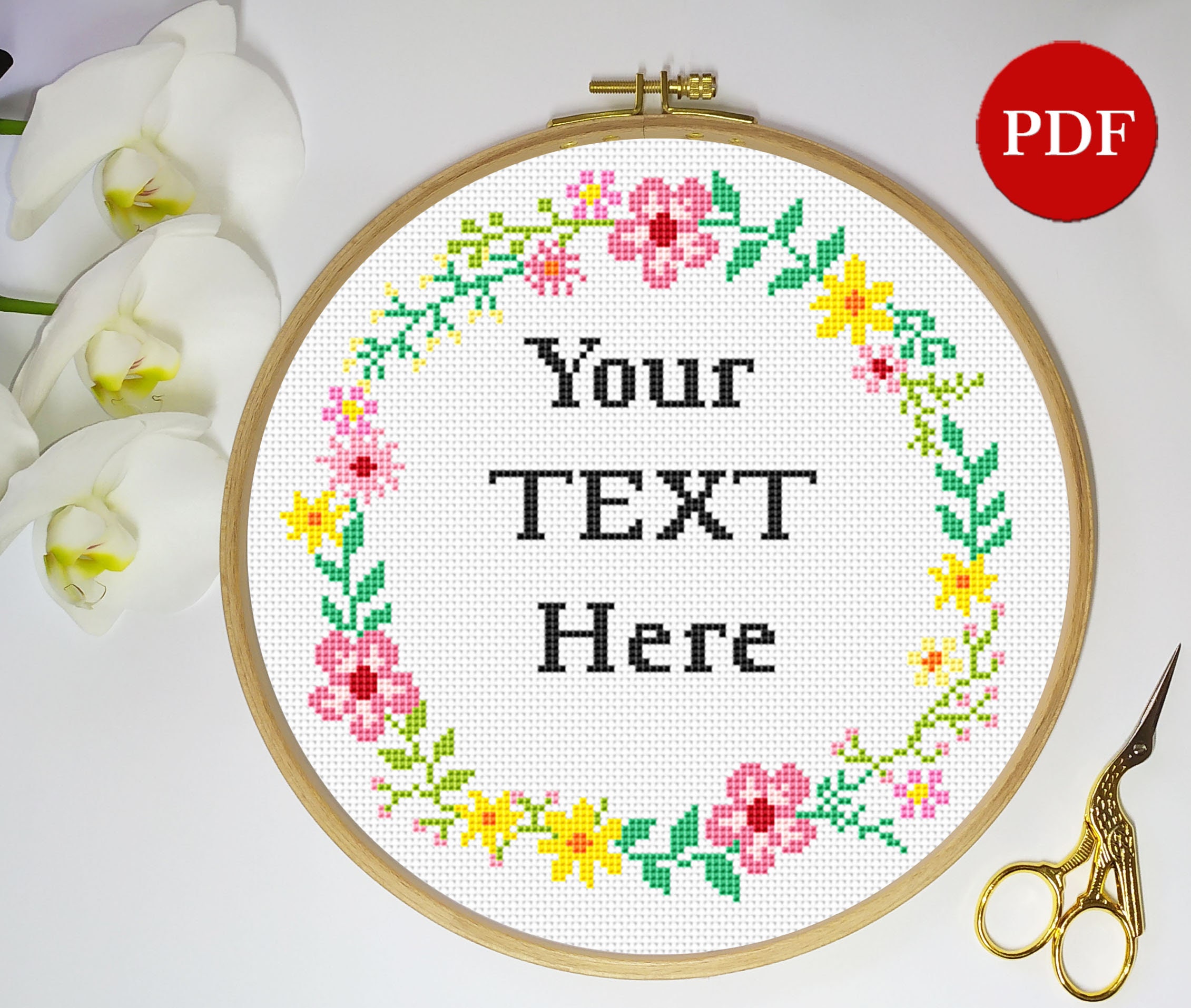 Your Text Embroidery Cross Stitch Pattern Design your own | Etsy