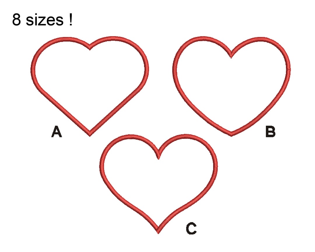 Set of Hearts Embroidery Appliques, 3 Hearts Designs in 1 Set Machine ...